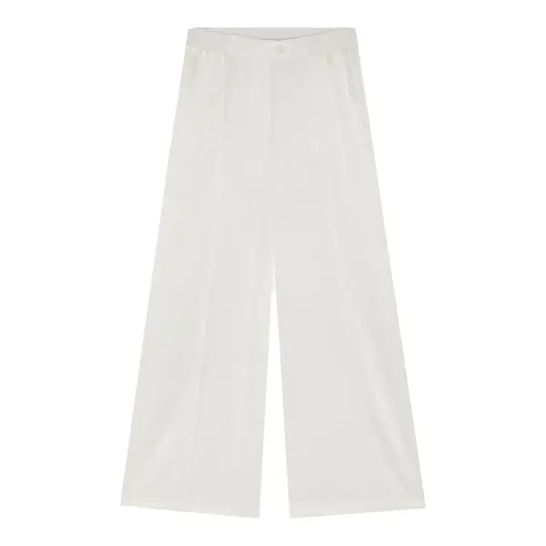 THE SUMMER EDIT Lexi Sports Luxe Silk Trouser Ivory - White