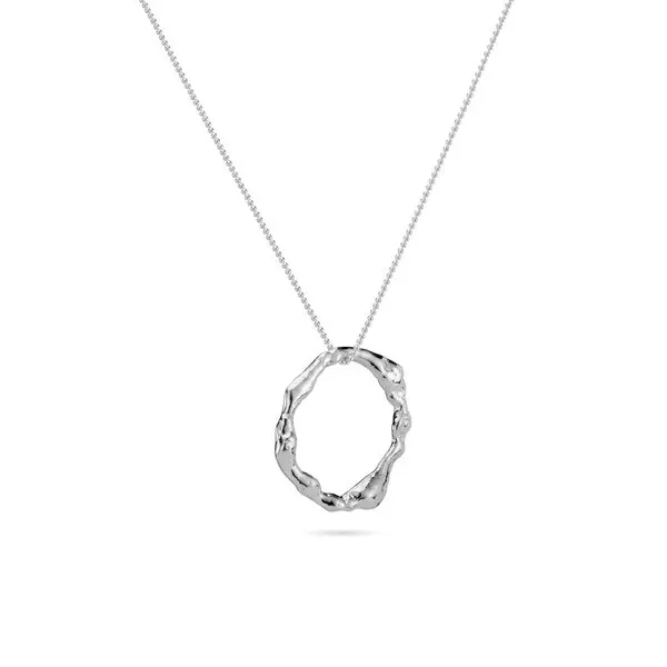 LULU AND BOO JEWELLERY Large Molten Halo Solid Sterling Necklace - Silver