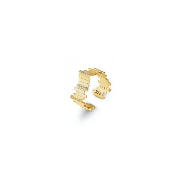 SPERO LONDON New Multiple Bar Sterling Silver Ring - Gold