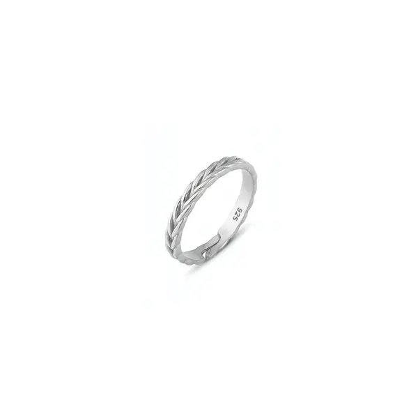 SPERO LONDON Braided Barley Design Adjustable Sterling Band Ring - Silver