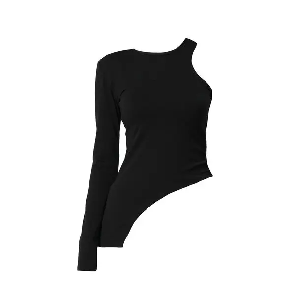 METAMORPHOZA Futuristic One Sleeve Top - Black