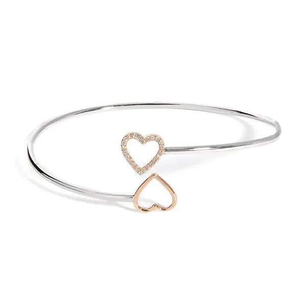 KAIZARIN Diamond Open Heart Bangle - Silver