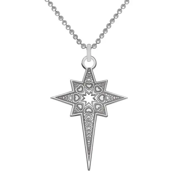 CARTERGORE Large Sterling North Star Pendant Necklace - Silver