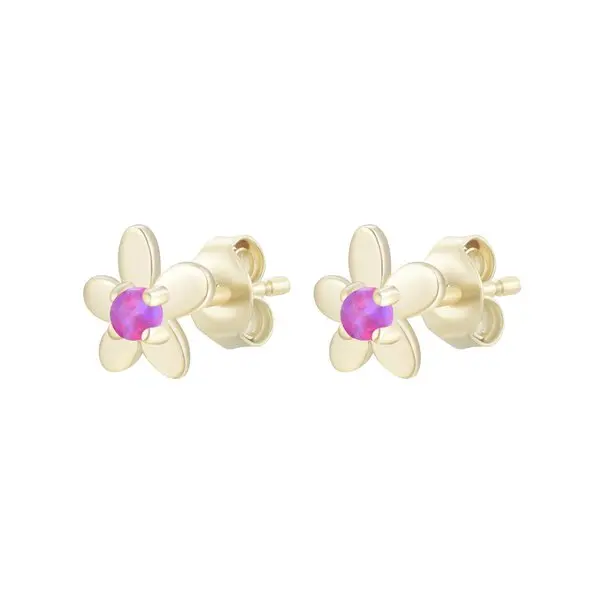 KAMARIA Mini Flower Opal Stud Earrings Fuchsia - Pink