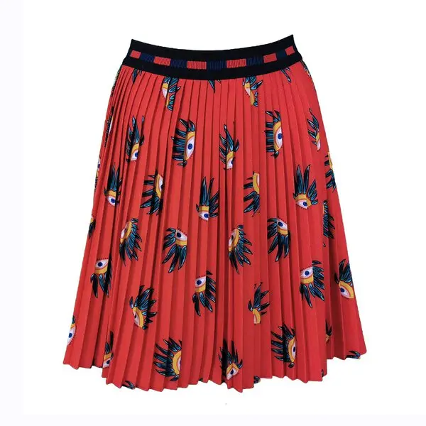 LALIPOP DESIGN Eyes On Mini Pleated Skirt - Red