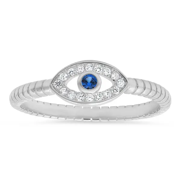 KYLIE HARPER Sterling Petite Diamond Cz Evil Eye Ring - Silver