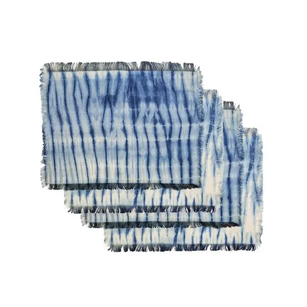 KORISSA Handmade Tie Dye Cotton Placemat In Indigo Set Of Four - Blue