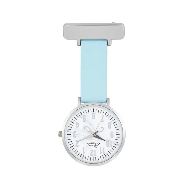 BERMUDA WATCH COMPANY Annie Apple Marble Silver & Leather Nurse Fob Watch - Blue