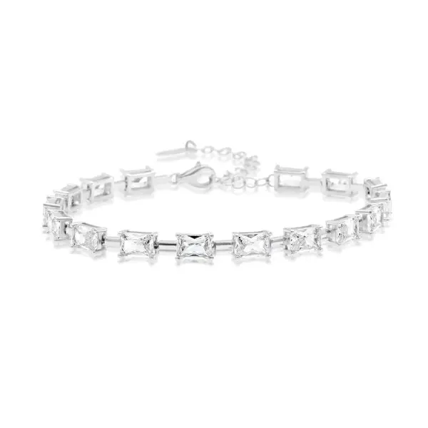 SHYMI Emerald Shape Bar Tennis Bracelet - Silver