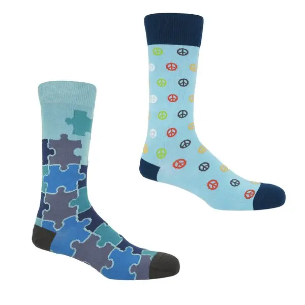 PEPER HAROW - MADE IN ENGLAND Peace Light & Jigsaw Socks Bundle - Blue