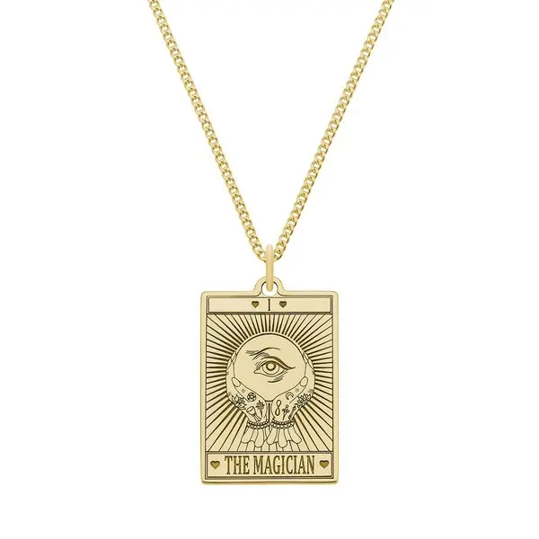 CARTERGORE Small 9ct 375 Gold “the Magician” Tarot Card Necklace - Yellow
