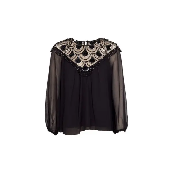 ROSE & NANCY Bea Sequin Blouse - Black