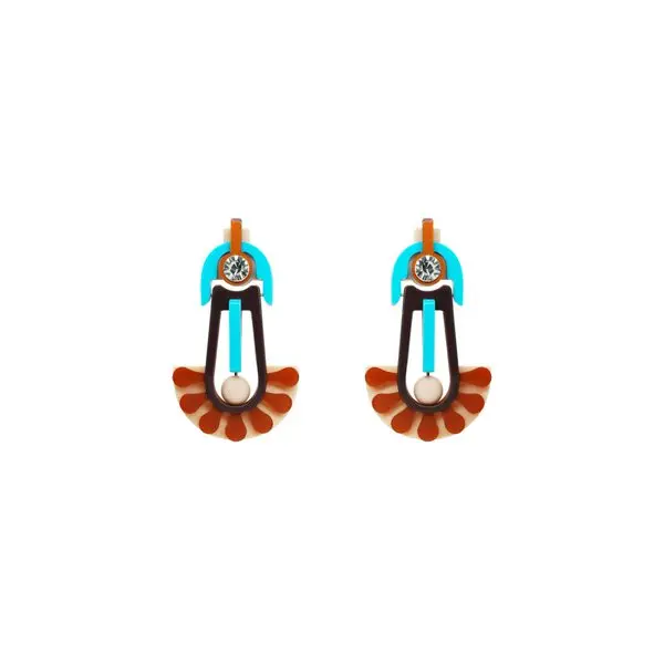 GISSA BICALHO Handmade Acrylic Earring Dandelion & Orange - Yellow