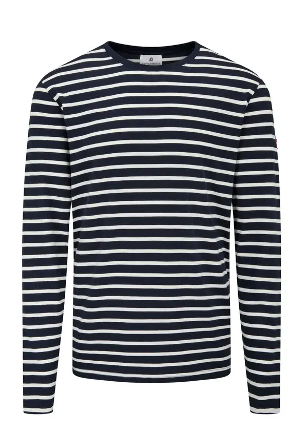 ARTHUR BEALE Blue / White Marina Cotton Striped Long Sleeved T-shirt - Blue/white