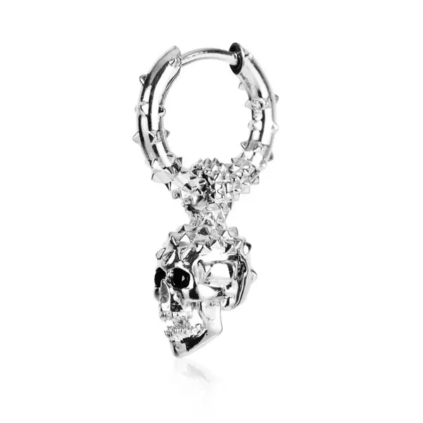 KASUN LONDON Skull Hoop Earrings - Silver