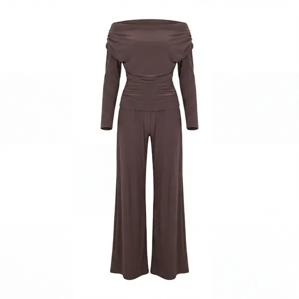 ATOM LABEL Carbon Jumpsuit With Sleeve In Chocolate - Brown