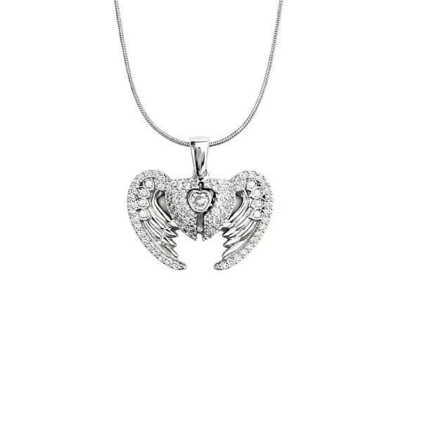 MAISON DE GALA Heart Wing Pendant Necklace - Silver