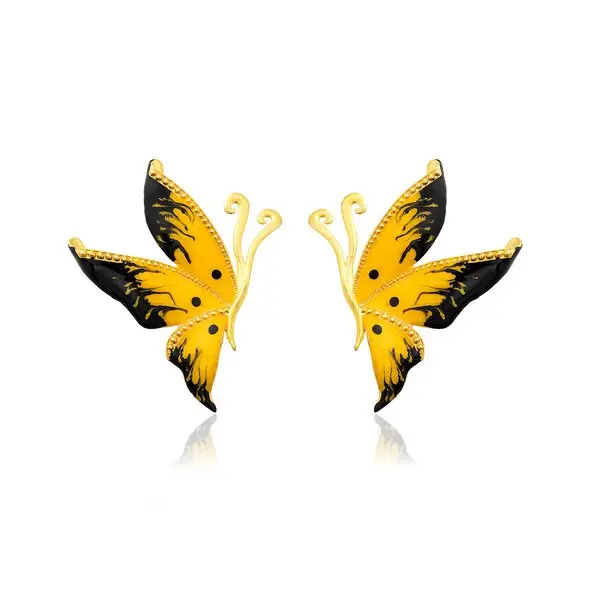 MILOU JEWELRY Yellow Butterfly Earrings - Orange