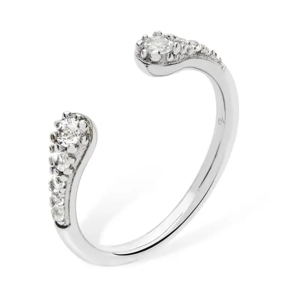 LUCY QUARTERMAINE Solid Sterling Open Skinny Drip Ring With White Topaz - Silver