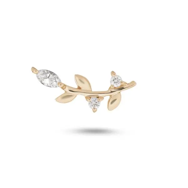 ZOHREH Diamond Leaf Flat Back Earring 9k