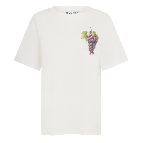 SOUR FIGS White / Red Red Grape Print  T-shirt In White - White/red