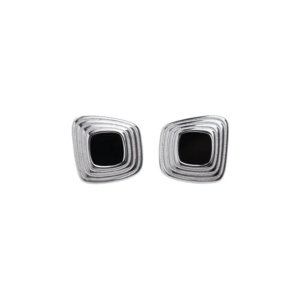MISS CECILIA Black / Silver Frame Noir Studs - Black/silver