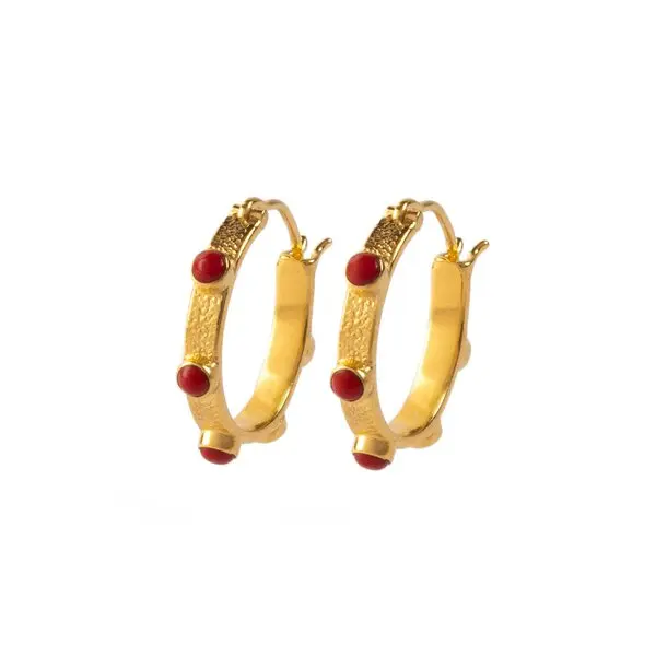 GODDESS CHARMS Gold / Red Root Chakra Earrings Red Jade - Gold/red