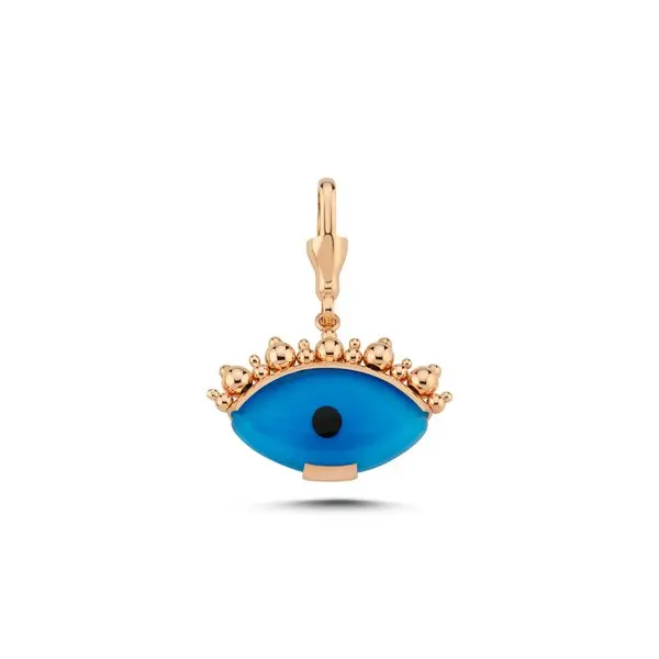ECCE ARTISAN DIAMONDS 14k Solid Gold Eye See You With Ball Eyelash Charm Sea - Blue