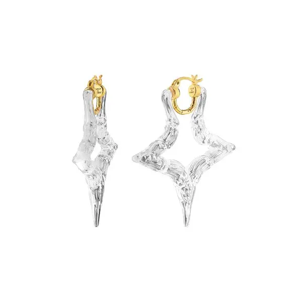 GOLD & HONEY Clear Bamboo Star Hoop Earring - Gold