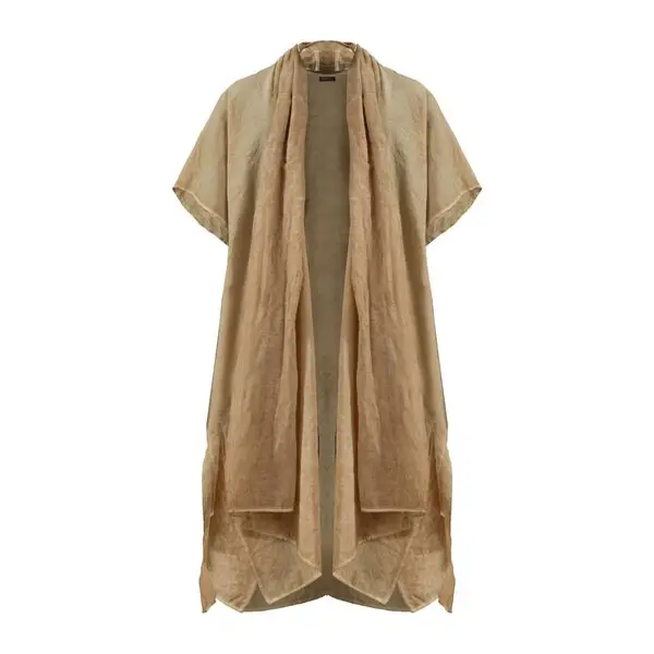 ZHENABIA Shawl Kimono Desert Sand Hooded Kimono - Brown