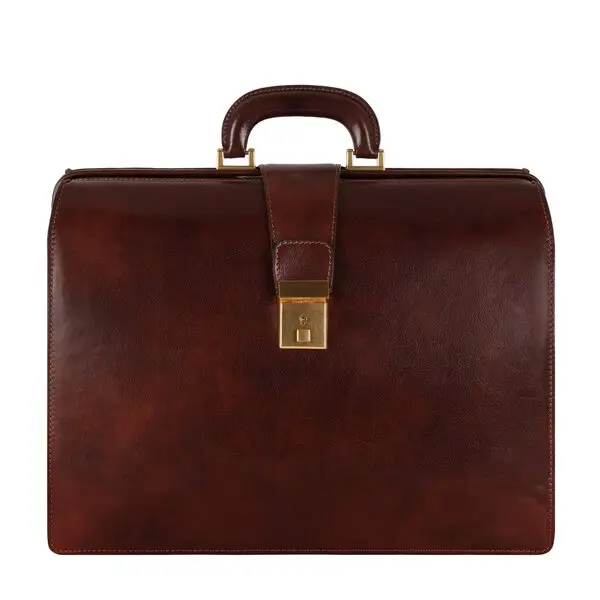 TIME RESISTANCE Large Leather Briefcase In The Firm - Brown