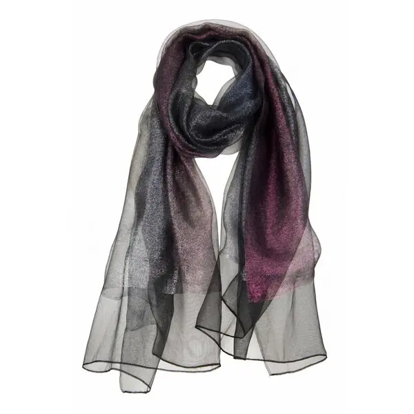 Saachi Silk Glitter Ombre Scarf - Black