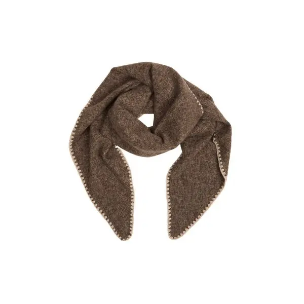 Saachi Knitted Triangle Coffee Shawl Wrap - Brown