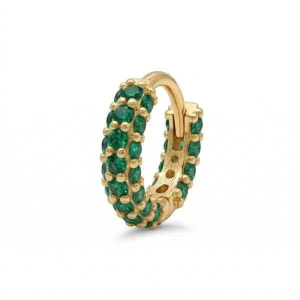 Zahav Jewelry 14k Solid Gold 18g Gren Cz Cartilage Clicker Hoop - Green