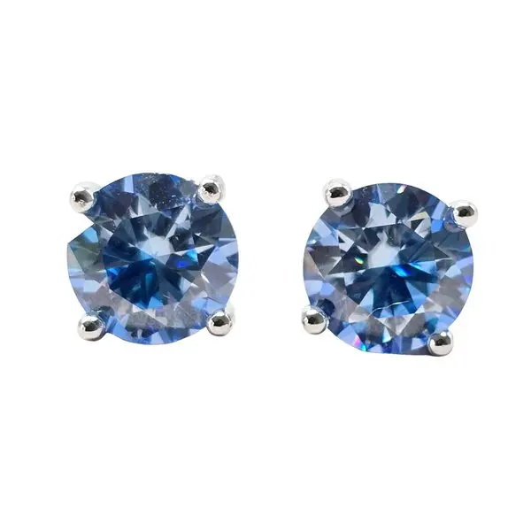 HARFI Silver / Blue Sapphire Moissanite Crystal Sterling Silver Earrings - Silver/blue