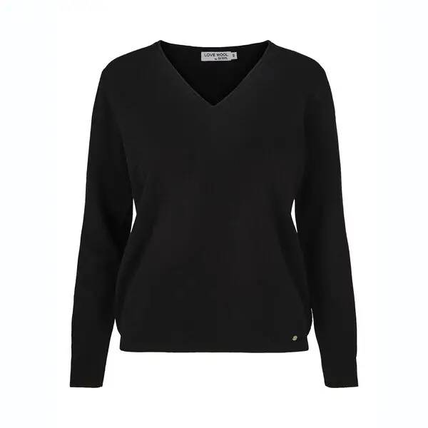 TIRILLM Cilla V-neck Merino Wool Pullover - Black