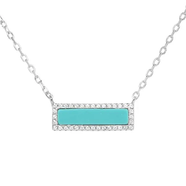 KAMARIA Reflection Turquoise Bar Necklace With Crystals - Silver