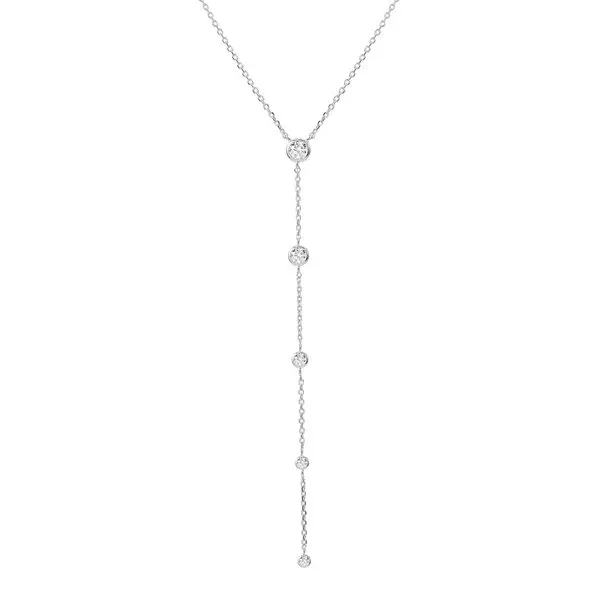 BLOOMTINE | EARTH ANGEL HQ Illuminess™ Sterling Diamond Goddess Sparkle Lariat Necklace - Silver