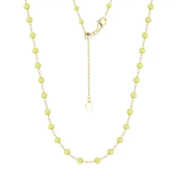 KAMARIA Enamel Beaded Chain Necklace Large Light - Green