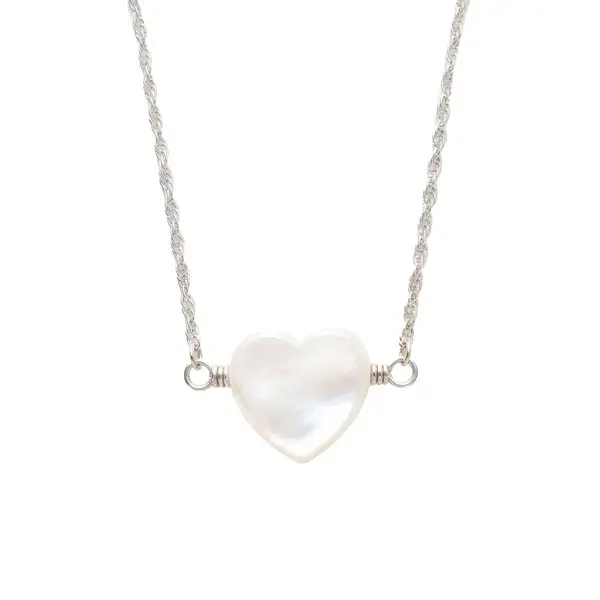 Kris Nations Mother Of Pearl Heart Necklace - Silver