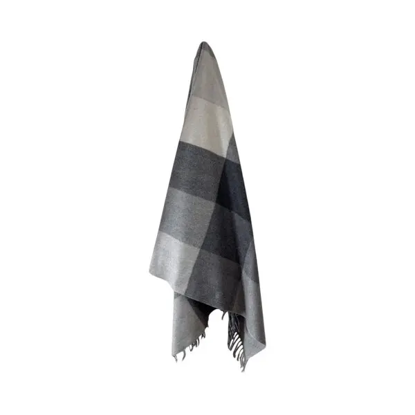 LOOM & COVE Recycled Wool Lifestyle Blanket Stone Check - Grey