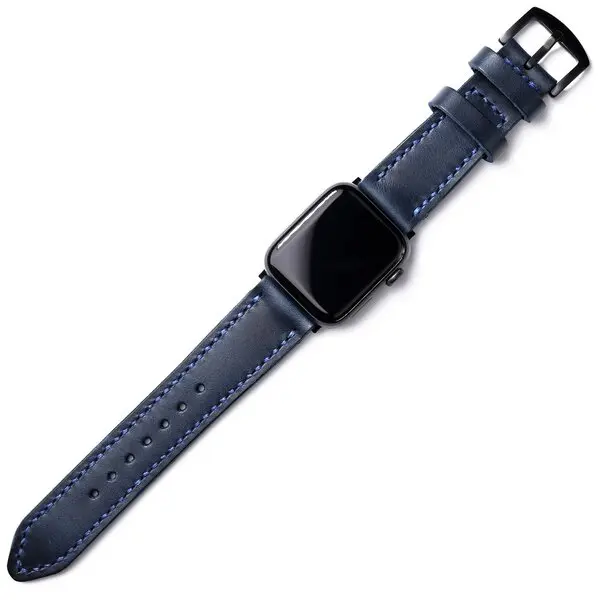 ROARCRAFT Black / Blue Custom Made Apple Watch Strap Indigo Blue - Black/blue