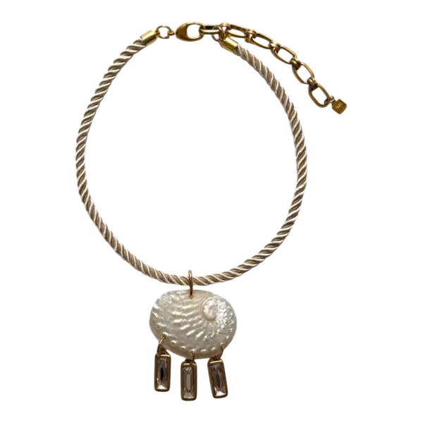 SCCOLLECTION Capri Crystal & Seashell Rope Choker - White