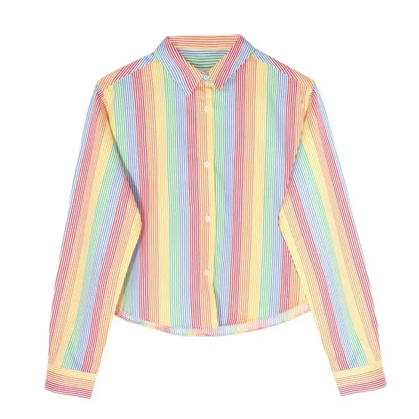 YORSTRULY Mini Poplin Overshirt Rainbow - Blue/white