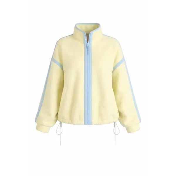 GIRL IN MIND Lulu Contrast Binding Full Zip Fleece Lime - Yellow
