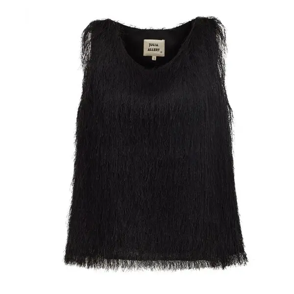 JULIA ALLERT Fringe Sleeveless Top - Black