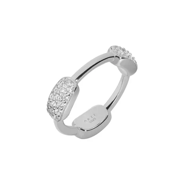 Arte Madrid Toggle Pavé Pillow Dome Ring White Gold - Silver