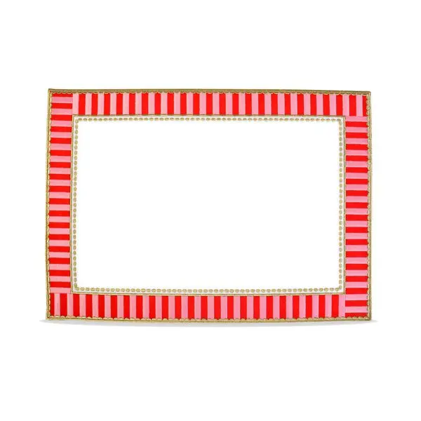 GELIVING Checkered Placemats Set Of Two Gold-detail Linen Table Mats Decorative Table Linens Premium Dining Décor - Pink