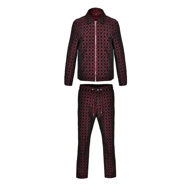 DAVID WEJ Kensington Luxury Velvet Jacquard Aviator Set Wine - Red