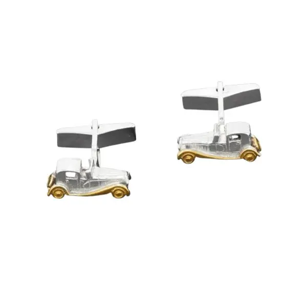 SIMON KEMP JEWELLERS Rolls Royce Cufflinks In Sterling And Eighteen Carat Gold - Silver